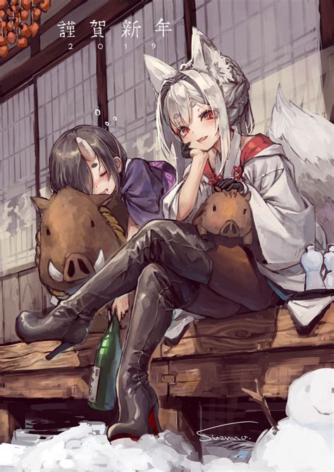 Suzuno Bookshelf Original Black Footwear Oni Horns Silver Hair