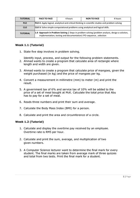 Tutorial Week 1 4 Sc025 Sesi 20222023 Questions Tutorial Face To
