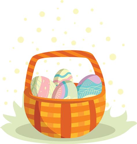 Basket Of Easter Eggs Clip Art Image Basket Filled With Colorful