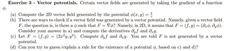 Solved Exercise Vector Potentials Certain Vector Chegg