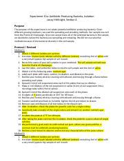 MCB Ex A Revised Docx Experiment A Antibiotic Producing Bacteria Isolation Janay