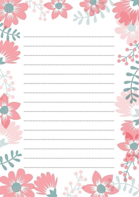 Pink And Blue Floral Border Notepaper