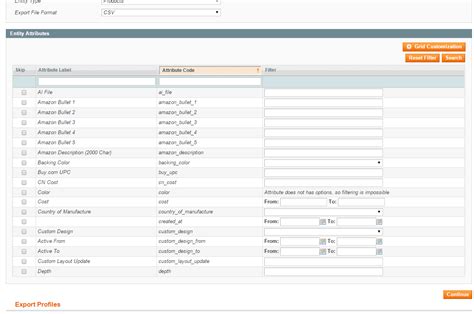 Export Products Screen Is Not Showing All Attributes Magento Stack