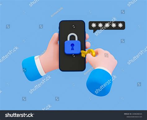 3d Cartoon Password Verification Password Authentication Stock