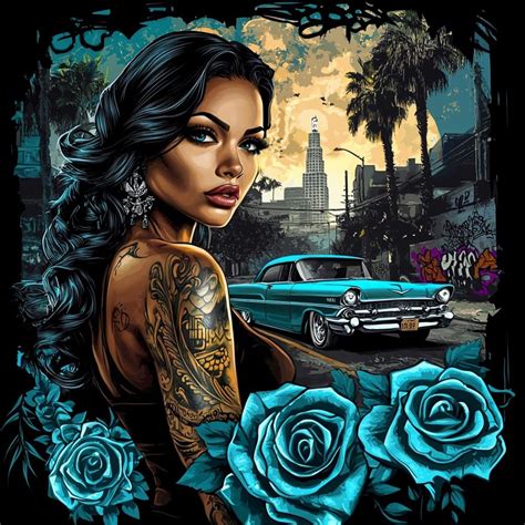 Lowrider Art Low Rider Chicana Girl Latina Girls Chola Chevy Bel Air