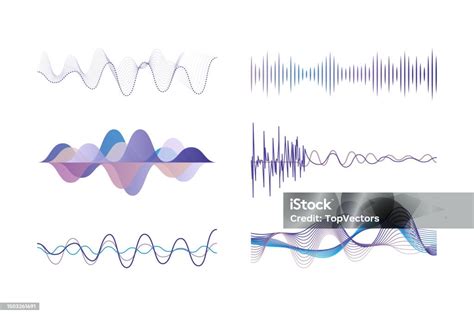Sound Waves And Frequency Audio Waveform And Voice Graph Signal Vector Set Stock Illustration