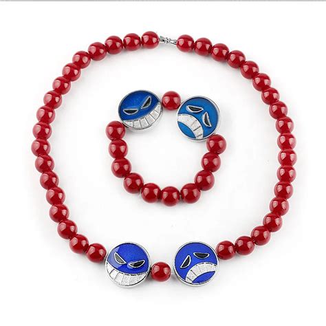 Anime Cartoon Characters Anime Necklace Red Beads Fire Fist Ace