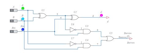 full subtractor using aoi logic multisim live