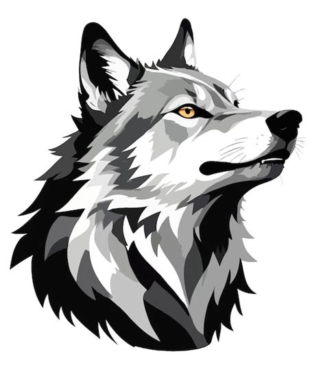 Wolf Vector Art Illustration With Black And White Color Palette