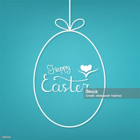 파란색 배경에 레터링 행복 한 부활절 계란 양식을 매달려의 벡터 템플릿 부활절 배너 포스터 전단지 브로셔 엽서 디자인에 대 한 벡터 일러스트 레이 션 웹 부활제에 대한 스톡