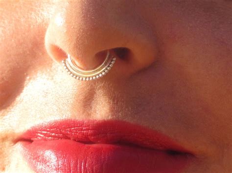 Aztec Sterling Silver Septum Ring Tribal Nose Piercing Etsy