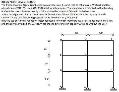 2 25 points solve using lrfd the frame shown in