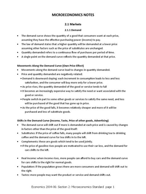 Ib Economics Microeconomics Notes Download Free Pdf Demand Elasticity Economics