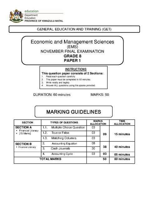 Ems Grade 8 And 9 Programme Of Assessment Grade 8 Programme Of Assessment Economic And