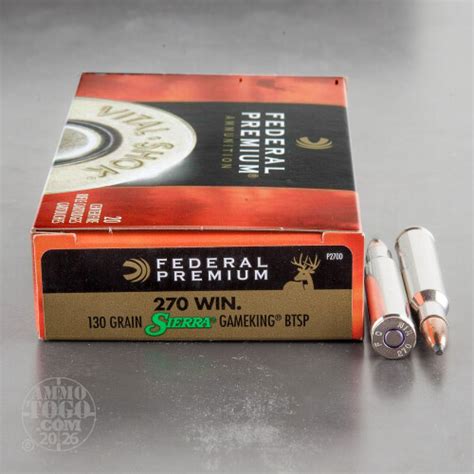 270 Winchester Ammo 20 Rounds Of 130 Grain Soft Point Boat Tail Sp Bt By Federal