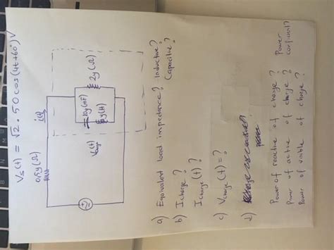 Solved Icharge Vs T 2 50cos 4t 60° V 015 2