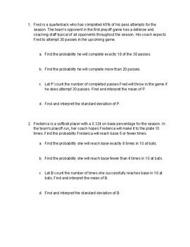 Binomial And Geometric Probability Distributions Assignment W Key