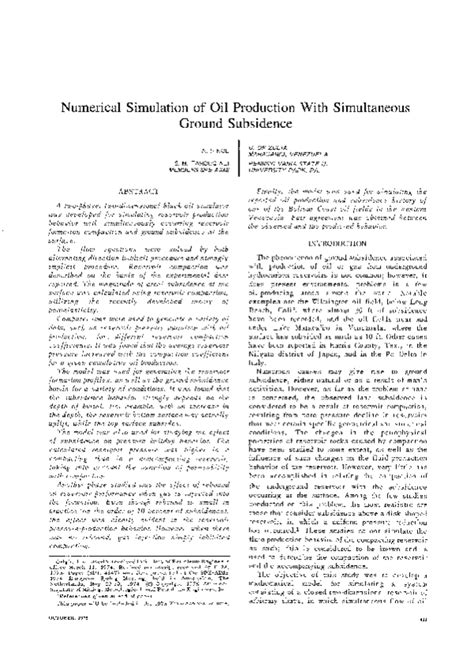 pdf numerical simulation of oil production with simultaneous ground