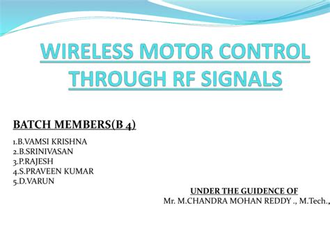 WIRELESS MOTOR CONTROL THROUGH RF