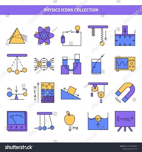 Physics Science Icon Set Colored Line Stock Vector Royalty Free Shutterstock