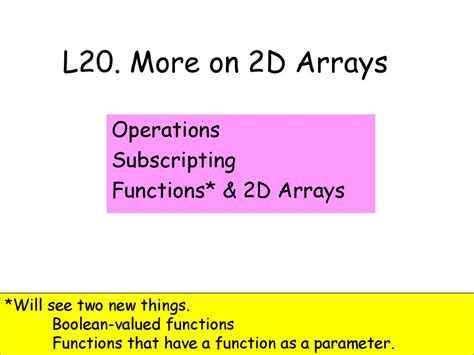 Operations Subscripting Functions And 2d Arrays Ppt Download