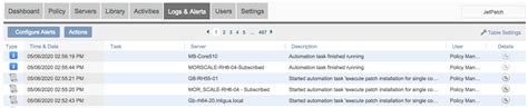 generate the logs and alerts report jetpatch