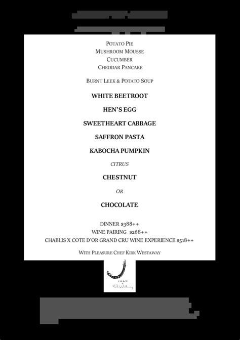 Jaan Menu Singapore And Updated Prices April 2025