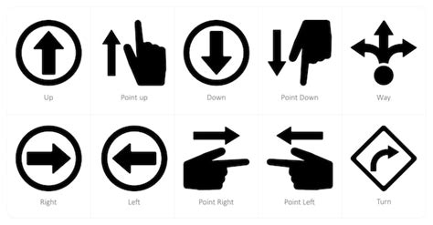 Premium Vector A Set Of 10 Direction Icons As Up Point Up Down