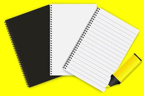 소책자 디자인에 대 한 메모장 노트북 종이 학교 노트북 벡터 일러스트 레이 션 스톡 이미지 프리미엄 벡터
