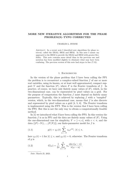 Pdf More New Iterative Algorithms For The Phase Problems Typo Corrected
