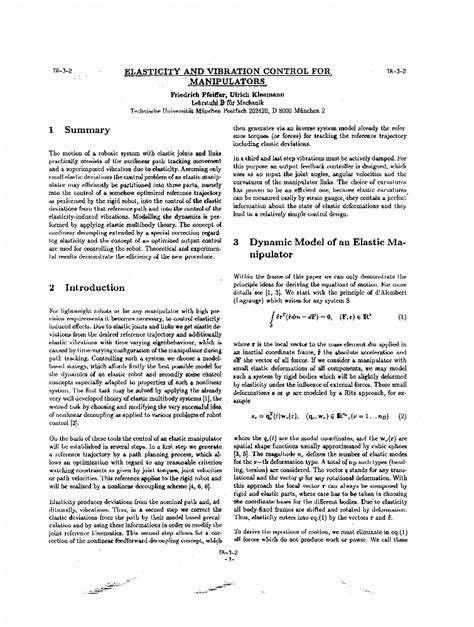 Elasticity And Vibration Control For Manipulators Ieee Conference