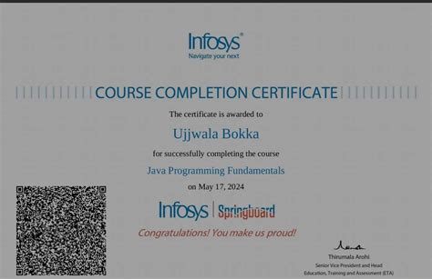 Java Infosysspringboard Learning Bokka Ujjwala
