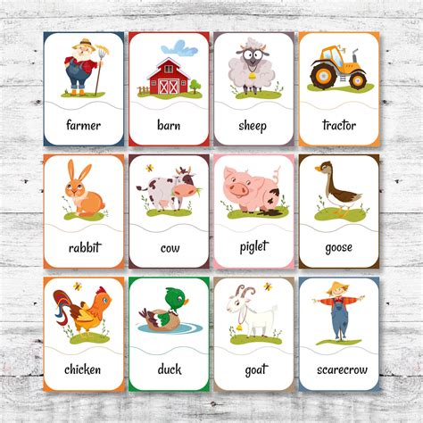 12 Printable Farm Animals Flashcards Pdf Printable Cards Farm Flash