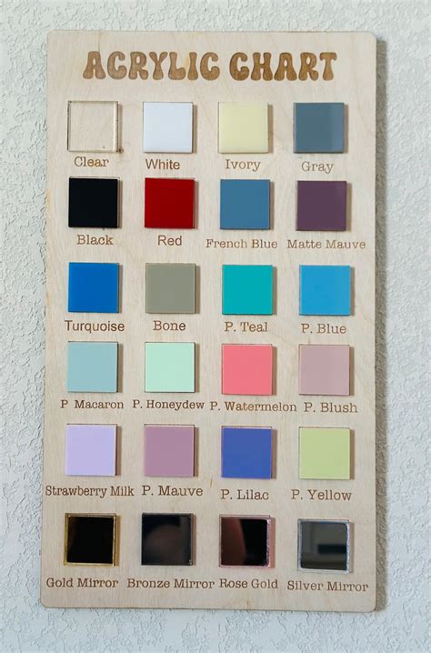 Acrylic Chart Glowforge File Digital File Only Etsy