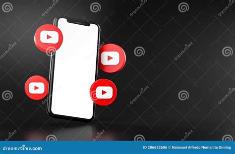 Youtube Icons Around Smartphone App Mockup 3d Editorial Photo Image Of Play Mobile 206632606