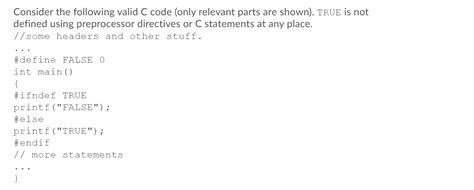 Solved Consider The Following Valid C Code Only Relevant Chegg