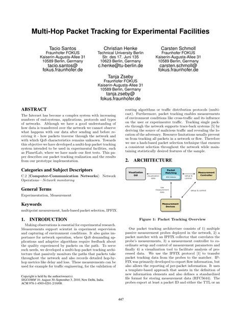 Pdf Multi Hop Packet Tracking For Experimental Facilities