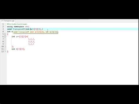 Find Transpose Of Matrix C Program YouTube
