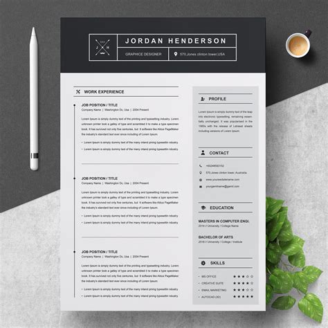 Resume Cv Template Etsy