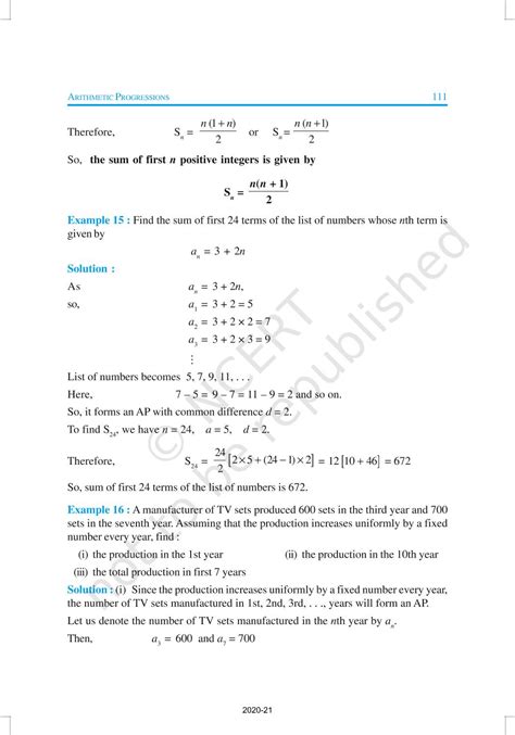 Arithmetic Progressions NCERT Book Of Class Mathematics