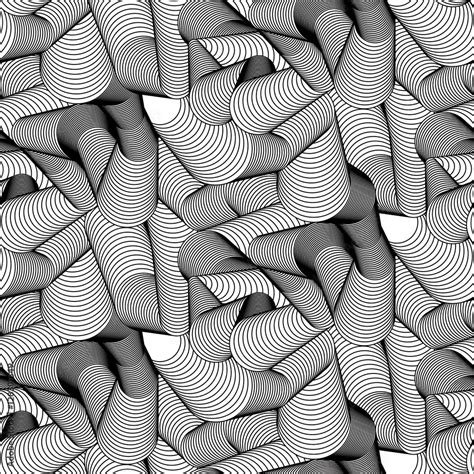 Abstract Vector Seamless Moire Pattern With Waving Circle Lines Monochrome Graphic Black And