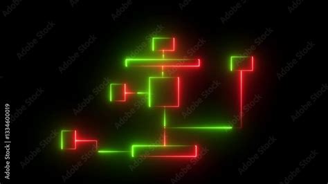 Diagram Illustrating A Linear Process Flow Neon Line Business Hierarchy