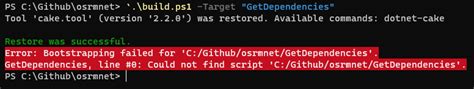 Could Not Find Script Getdependencies · Issue 85 · Osrmnet