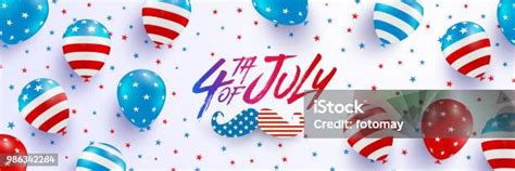 제 4 7 월 포스터 템플릿입니다 미국 독립 기념일 축 하 미국 국기 풍선 미국 7 월 프로 모션 배너 템플릿 브로셔 광고의 4 포스터 또는 Bannervector 일러스트