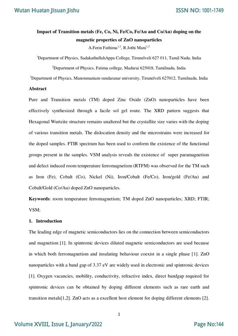 Pdf Impact Of Transition Metals Fe Co Ni Feco Feau And Coau Doping On The Sructural