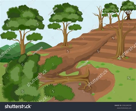 Soil That Has Been Eroded By Stock Vector Royalty Free 2351245747