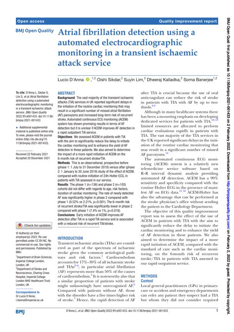 Pdf Atrial Fibrillation Detection Using A Automated Electrocardiographic Monitoring In A