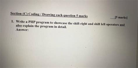 Solved Section C Coding Drawing Each Question 5 Marks 15