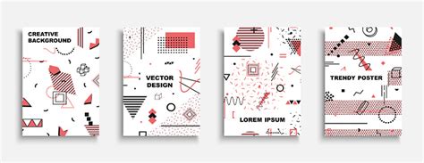 벡터 다채로운 현대 표지 템플릿 포스터 플래카드 브로셔 배너 전단지 등의 세트 예술적 기하학적 배경 패션 스타일 8090 년대