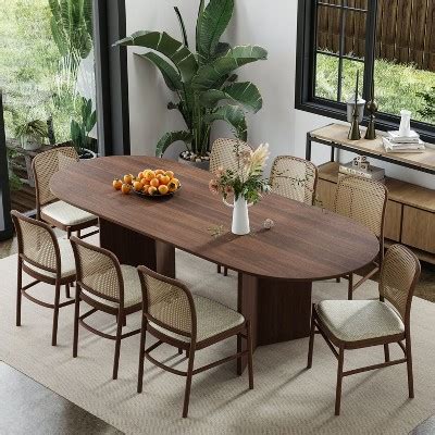 79 Farmhouse Large Oval Brown Dining Table For 6 8 People With V